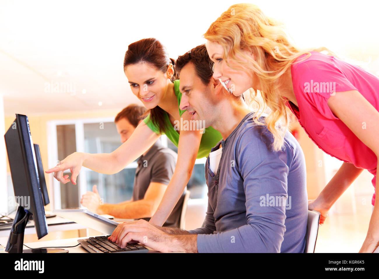 Students in computing training class Stock Photo - Alamy