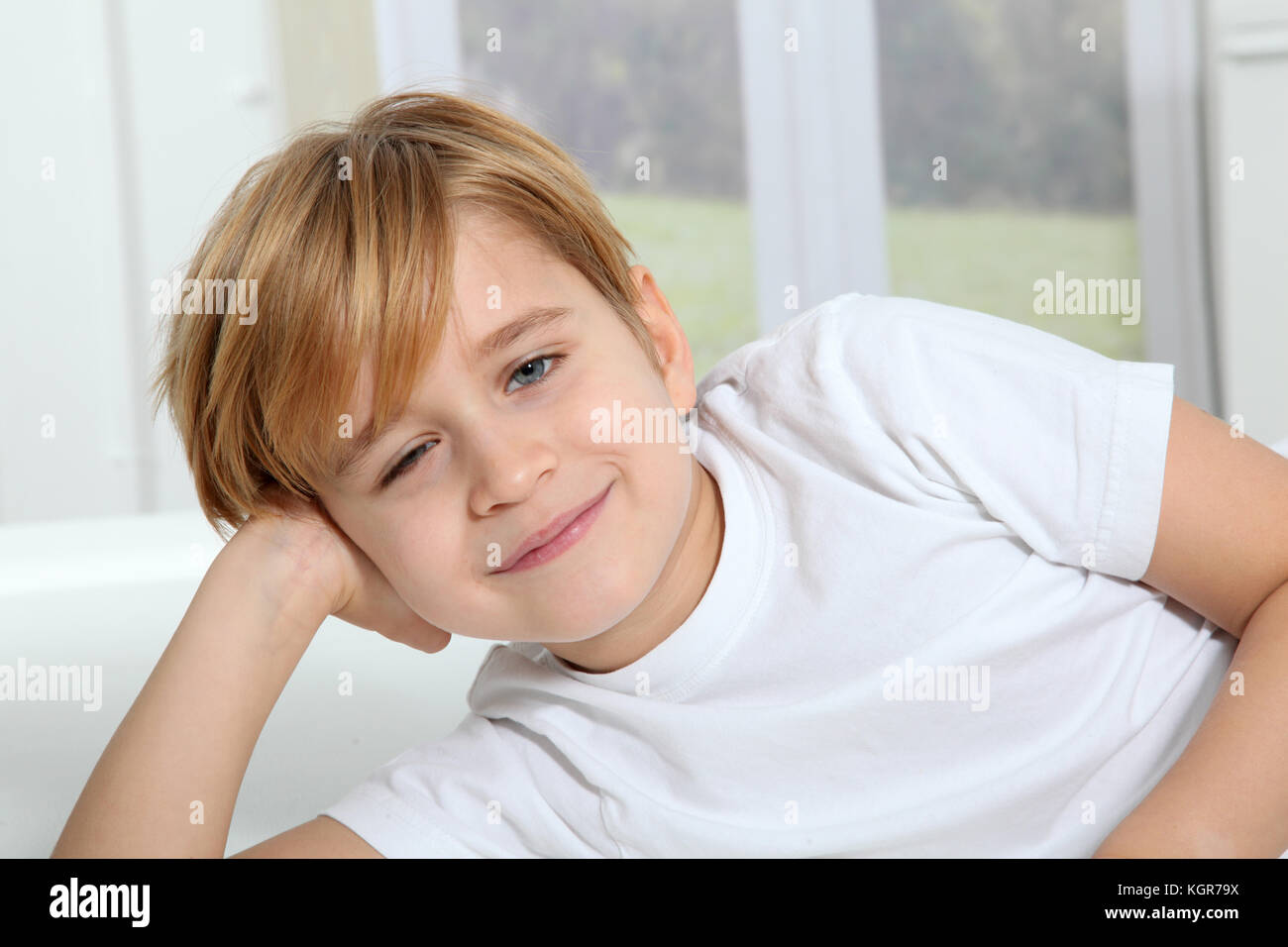 Portrait of 8-year-old boy Stock Photo - Alamy