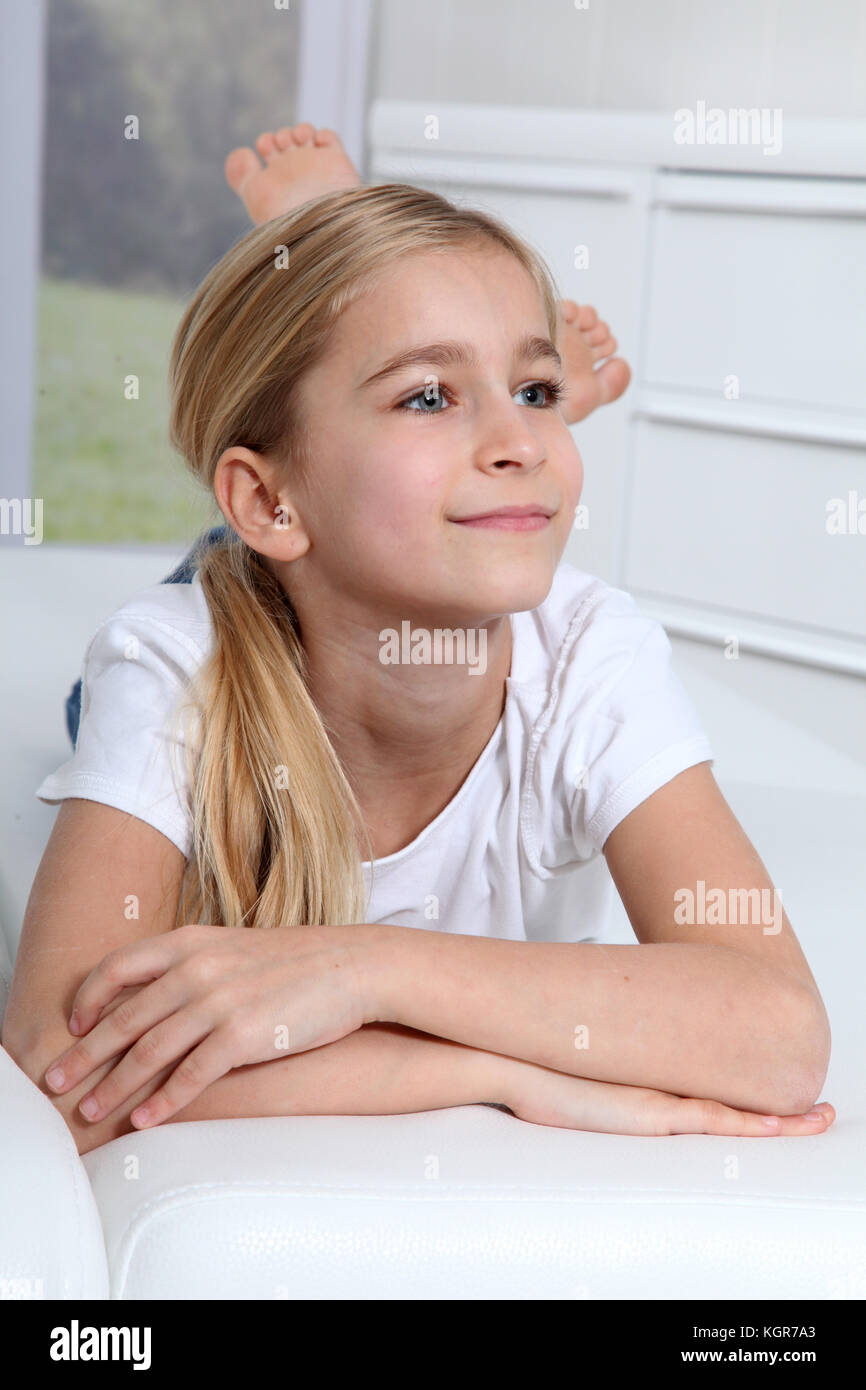 Portrait of 10-year-old blond girl Stock Photo - Alamy
