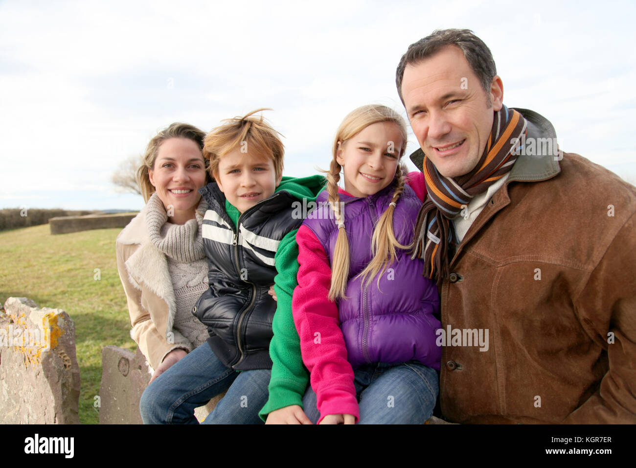 Family on a walk day in the countryside Stock Photo - Alamy