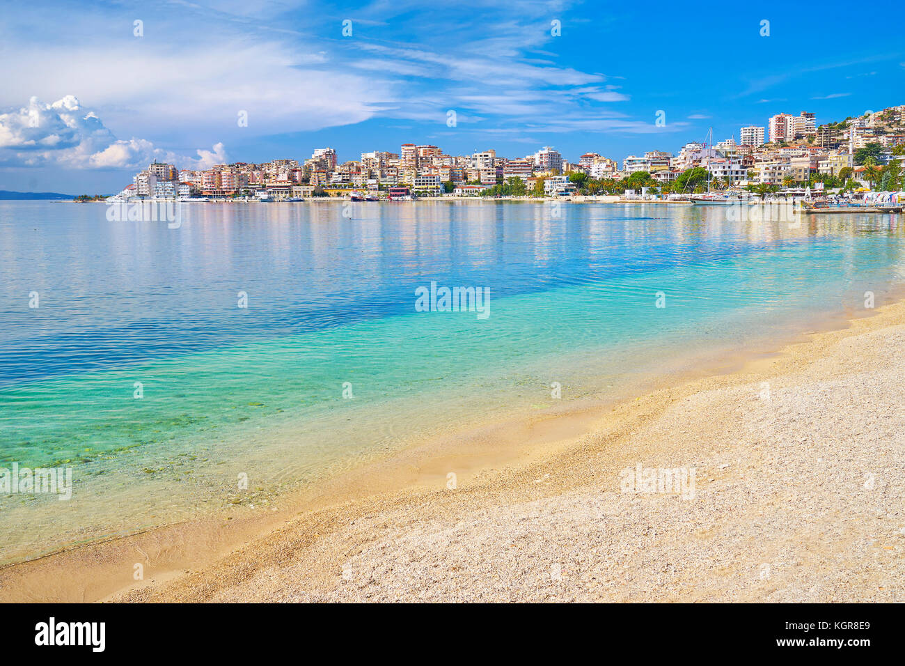 Saranda (Sarande) resort beach, Albania Stock Photo: 165239377 - Alamy