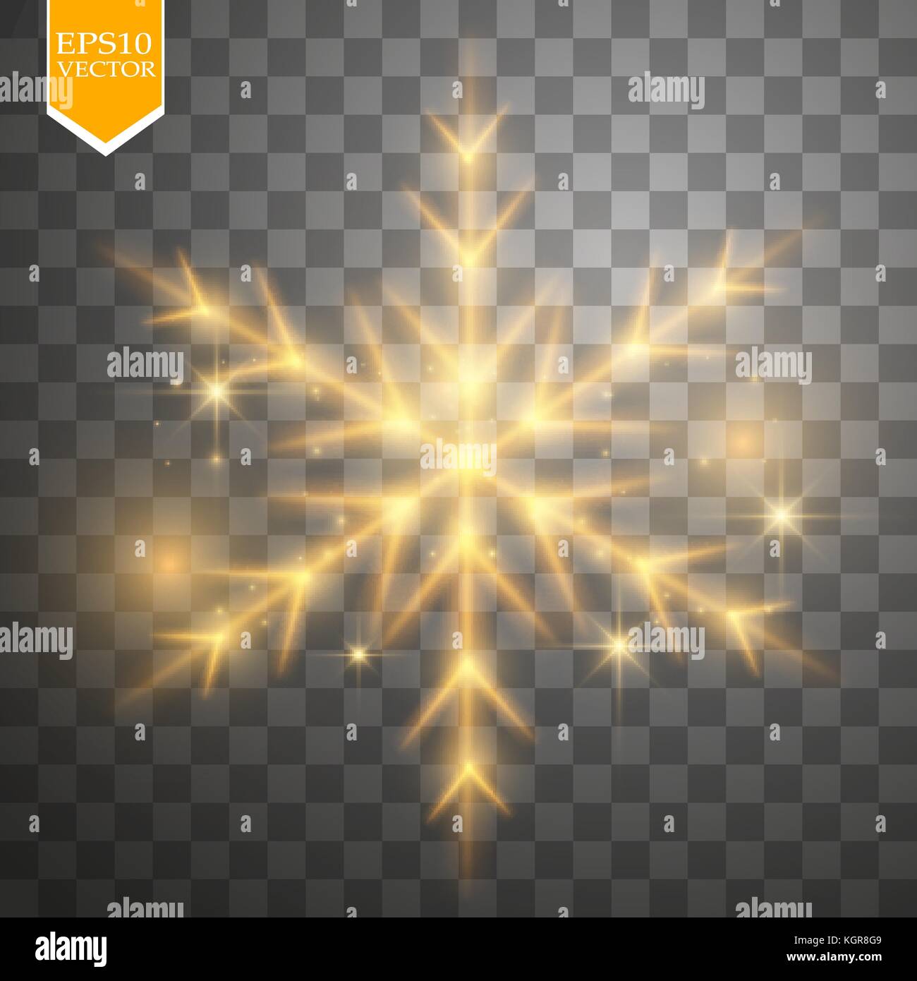 Shine gold snowflake with glitter isolated on transparent background ...