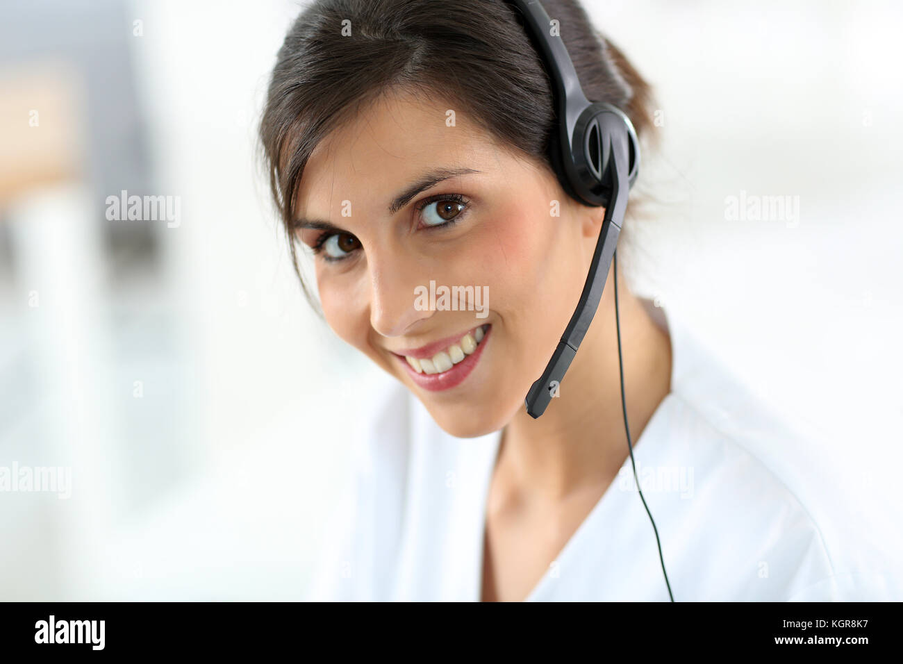 Portrait of medical secretary typing report Stock Photo - Alamy