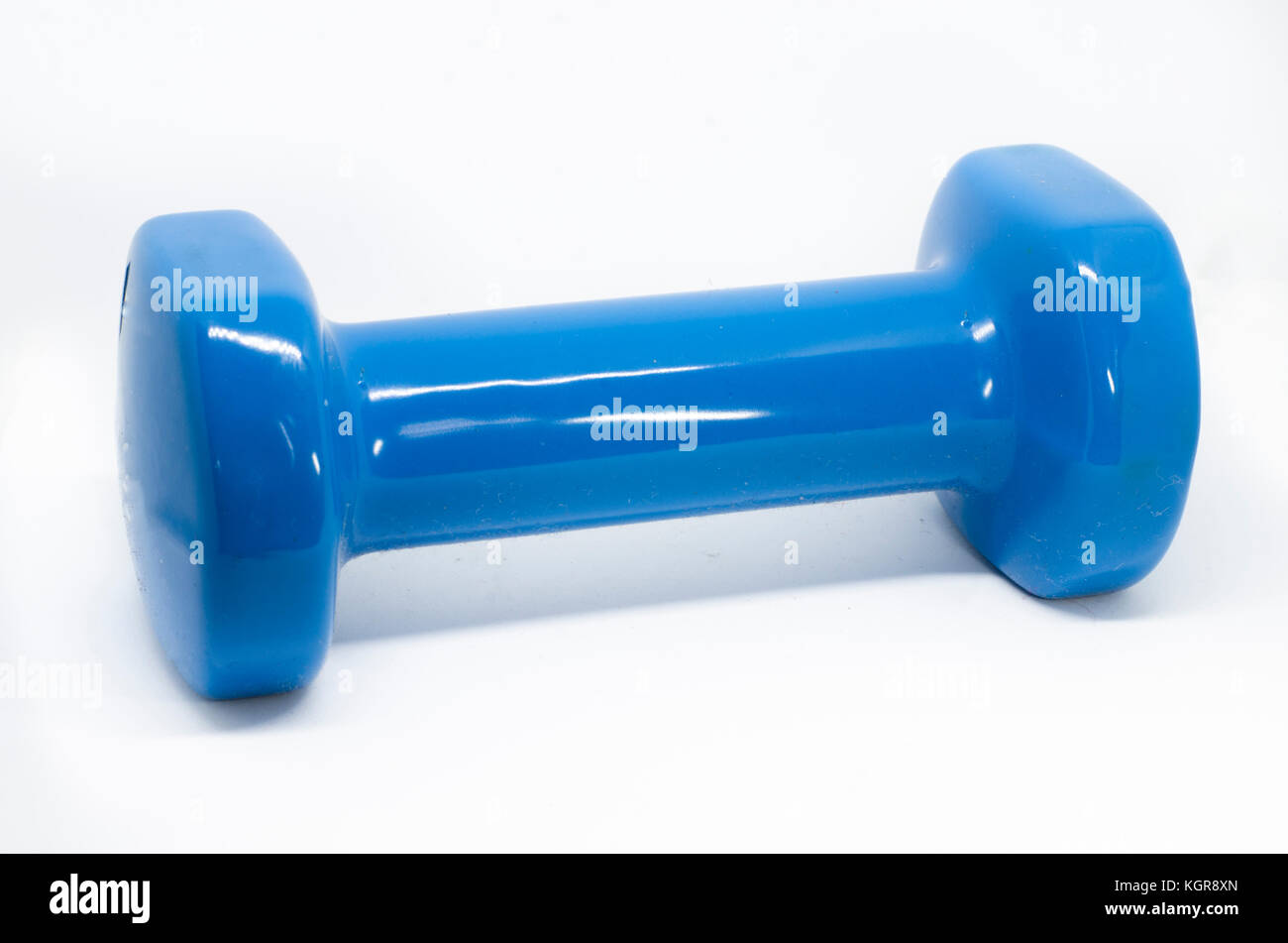 blue dumbbell isolated on a white background Stock Photo - Alamy