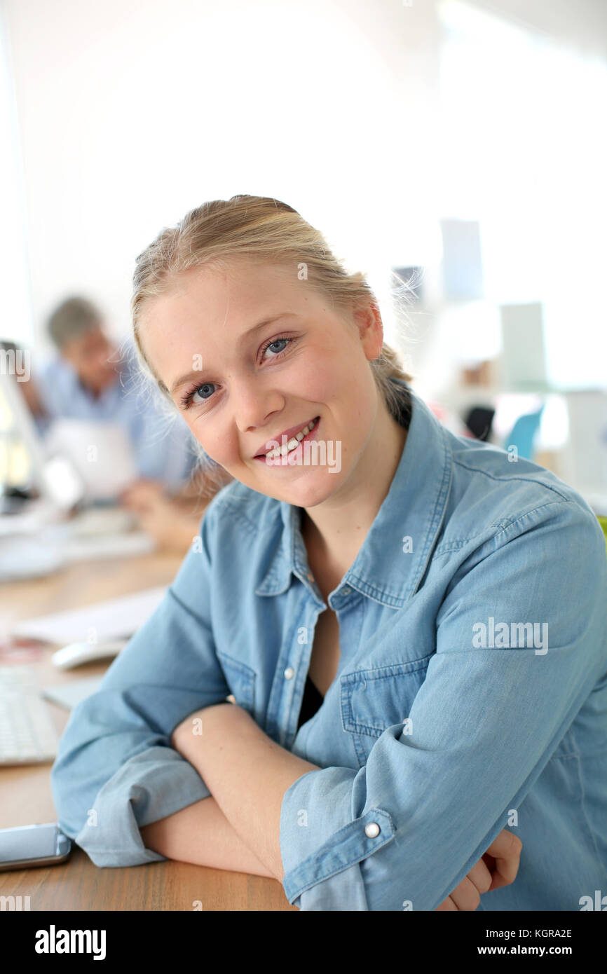 Portrait of student girl in class Stock Photo - Alamy