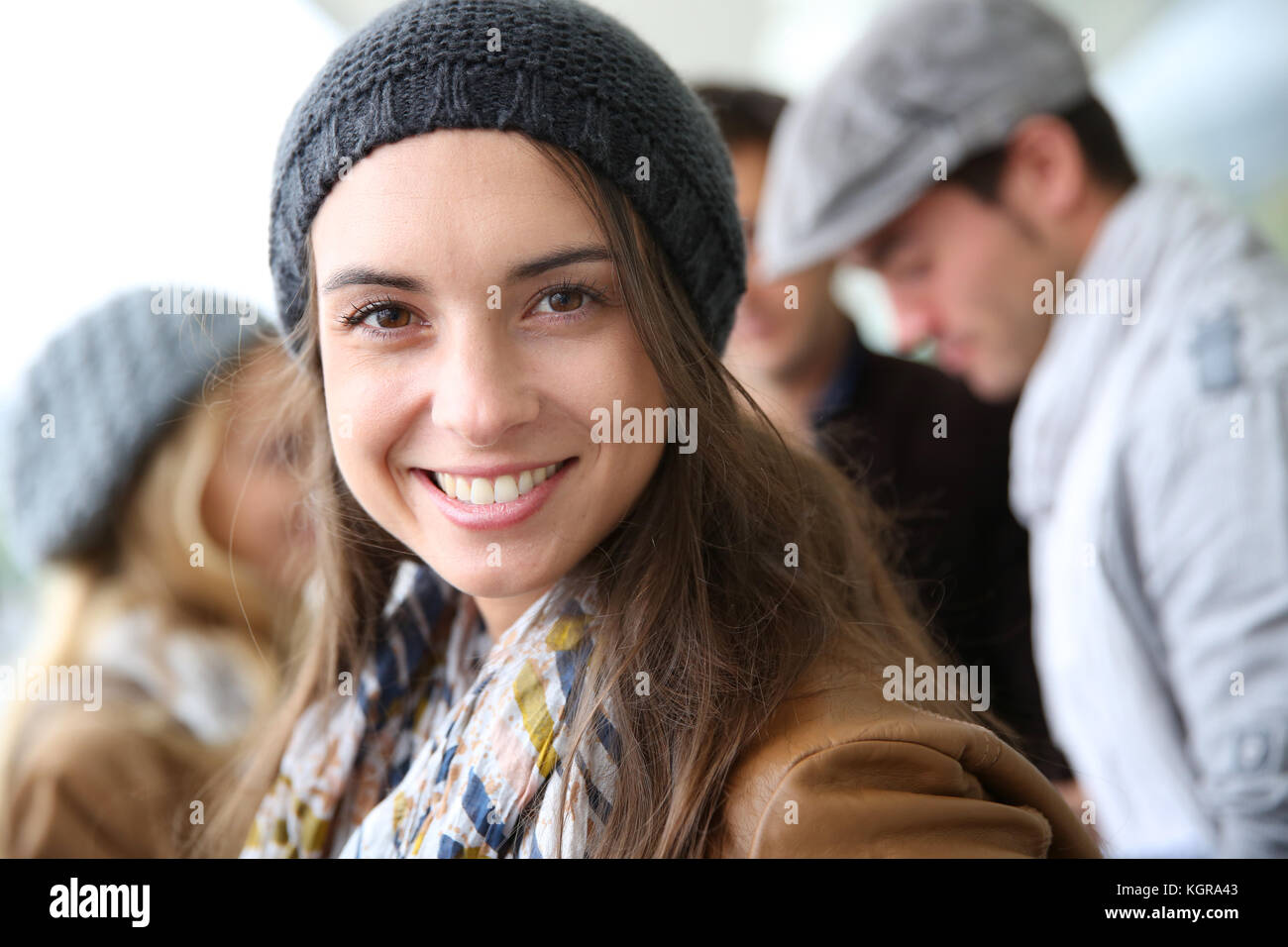 Portrait of beautiful student standing outside Stock Photo - Alamy
