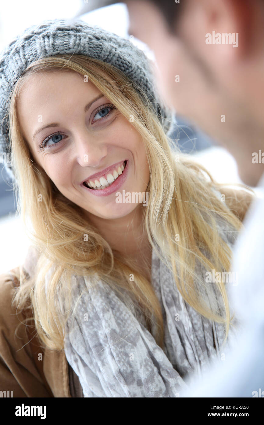Portrait of beautiful blond student girl Stock Photo - Alamy