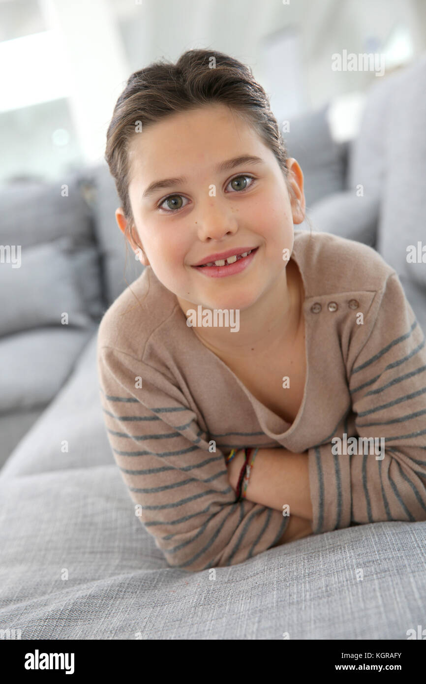 Portrait of smiling 8-year-old girl Stock Photo - Alamy