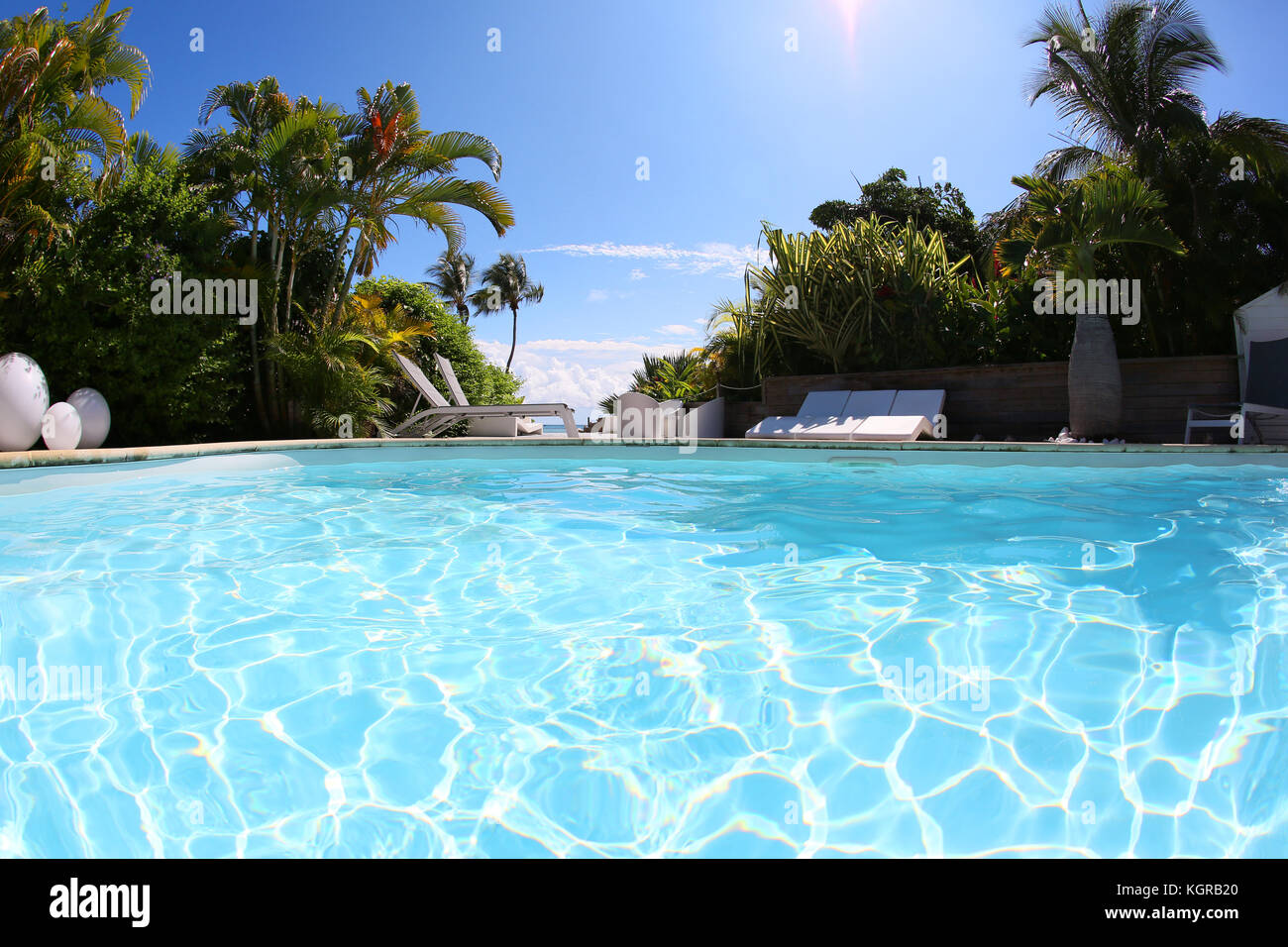 Closeup of private swimming-pool on sunny day Stock Photo - Alamy