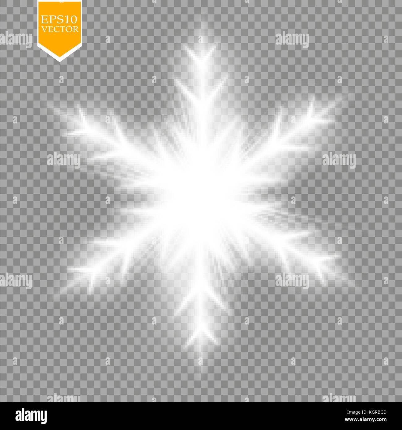 Shine white snowflake with glitter isolated on transparent background ...