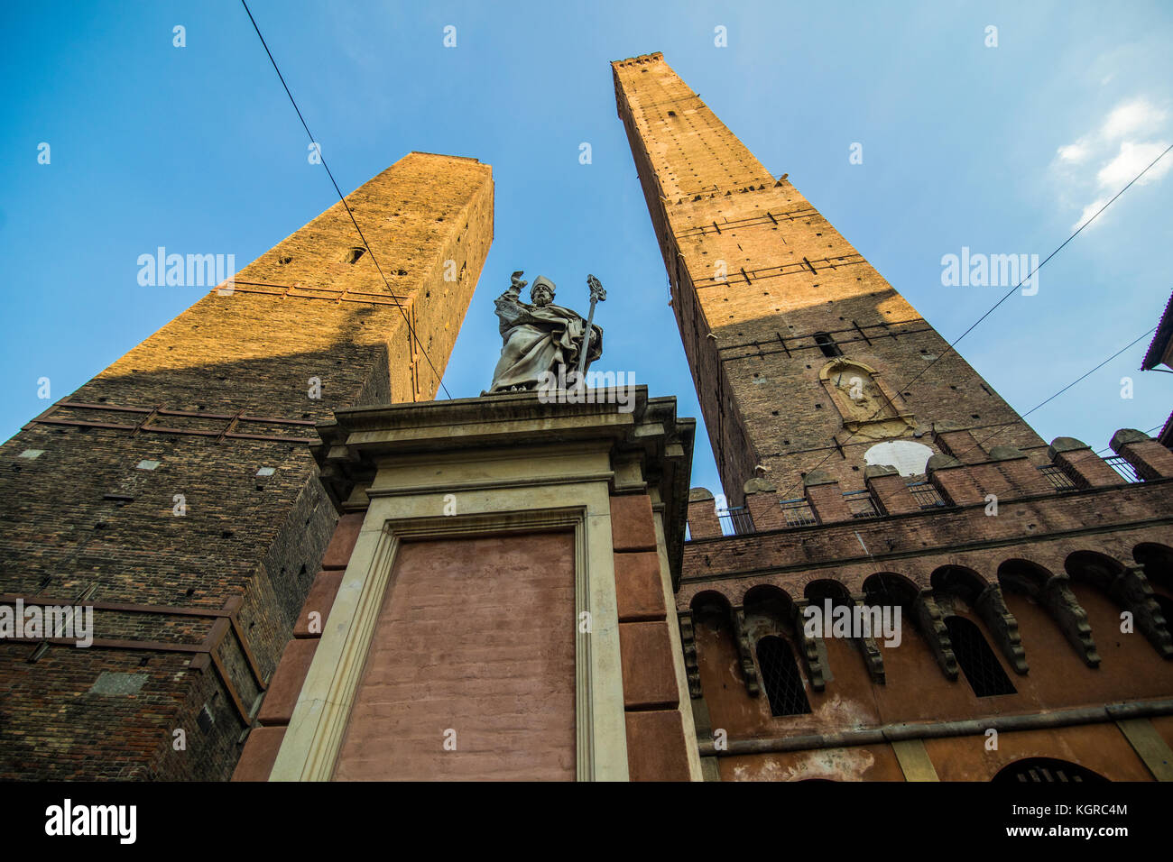 Bologna, Italy - October, 2017. Two famous falling towers Asinelli and ...