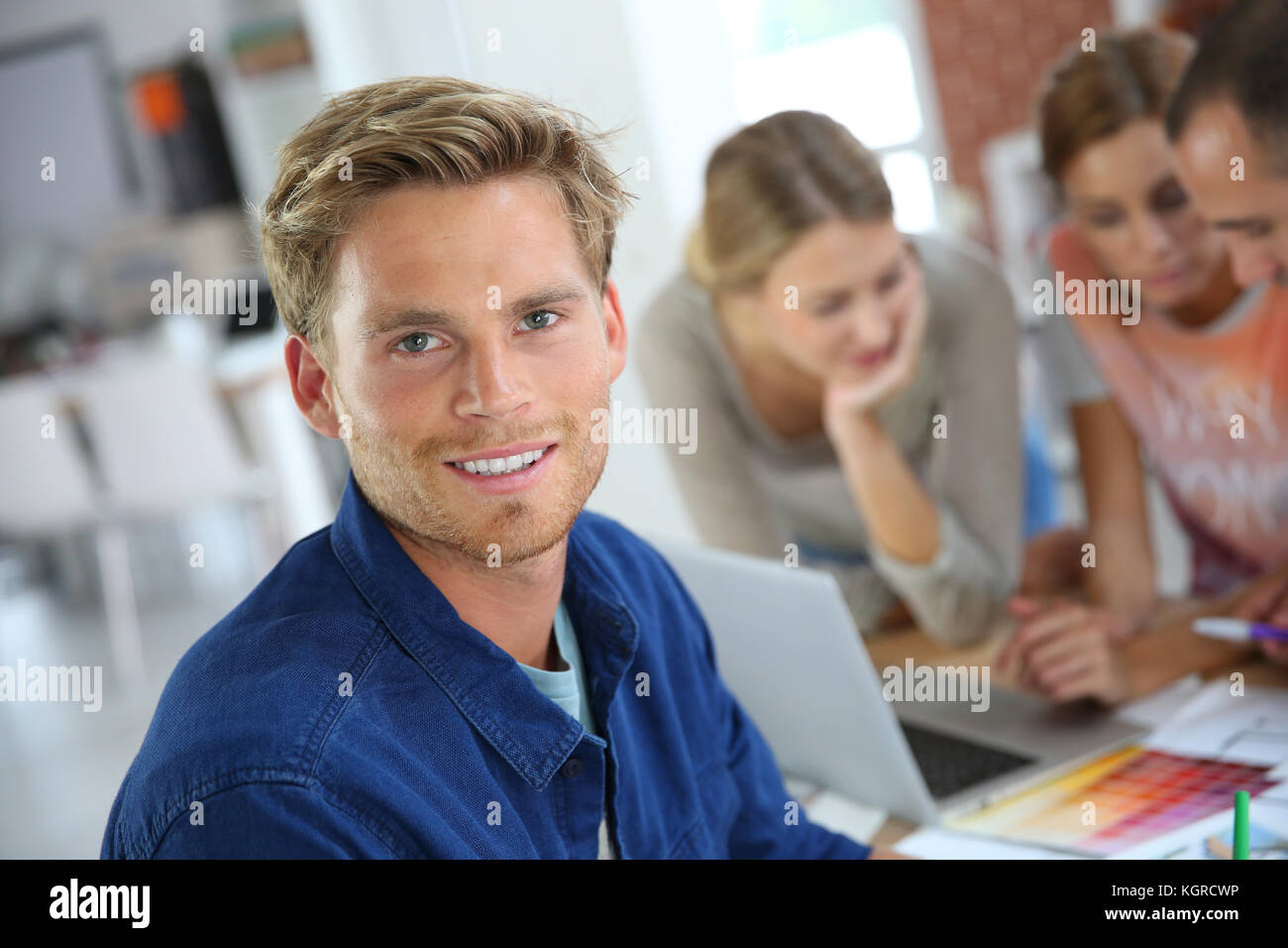 Portrait of smiling college student Stock Photo - Alamy