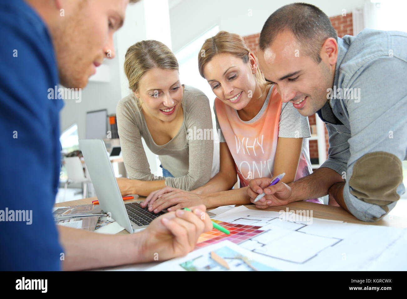 Group of students working on construction project Stock Photo - Alamy