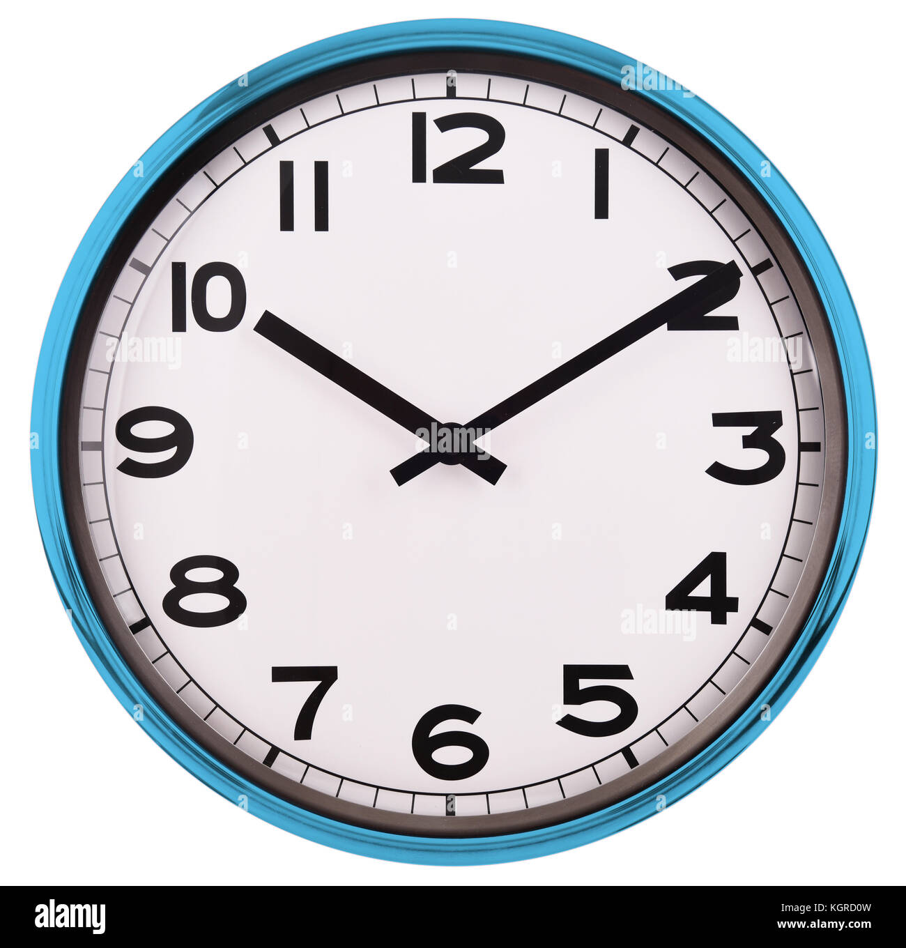 Wall clock isolated on white background. Ten past ten Stock Photo - Alamy