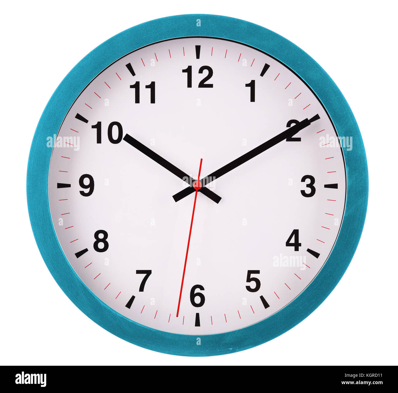 Wall clock isolated on white background. Ten past ten Stock Photo - Alamy