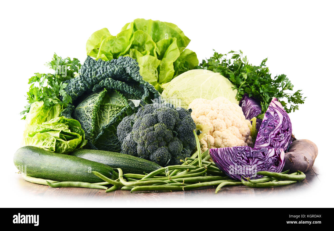 Composition with raw organic vegetables. Balanced diet Stock Photo - Alamy