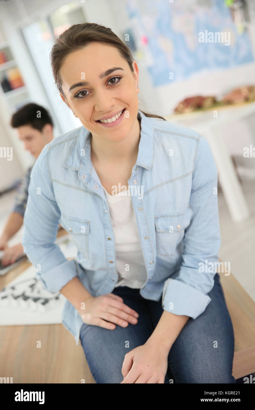 Portrait of student girl attending designing course Stock Photo - Alamy