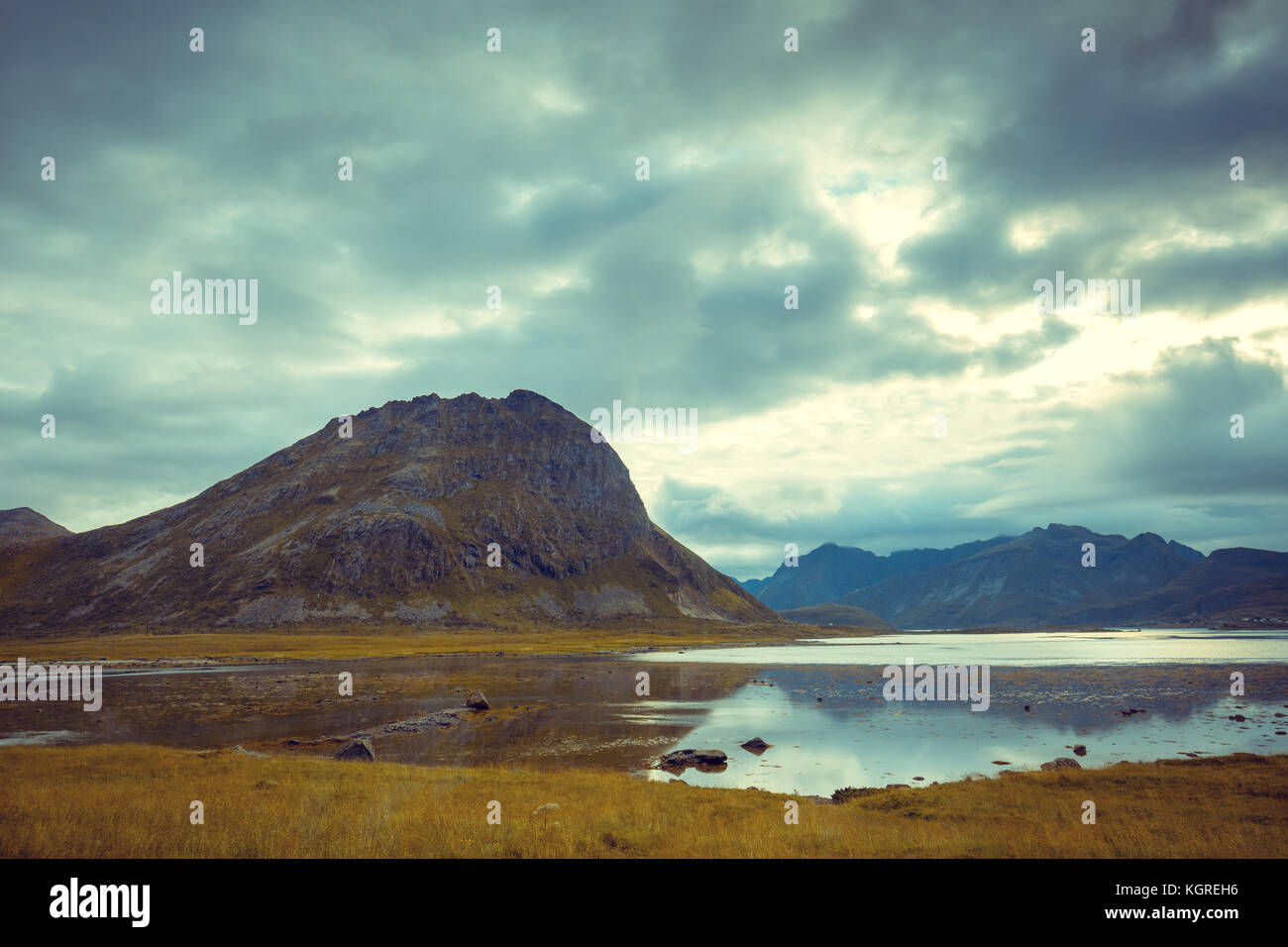Mountain north landscape. Beautiful wilderness, view of the fjord ...