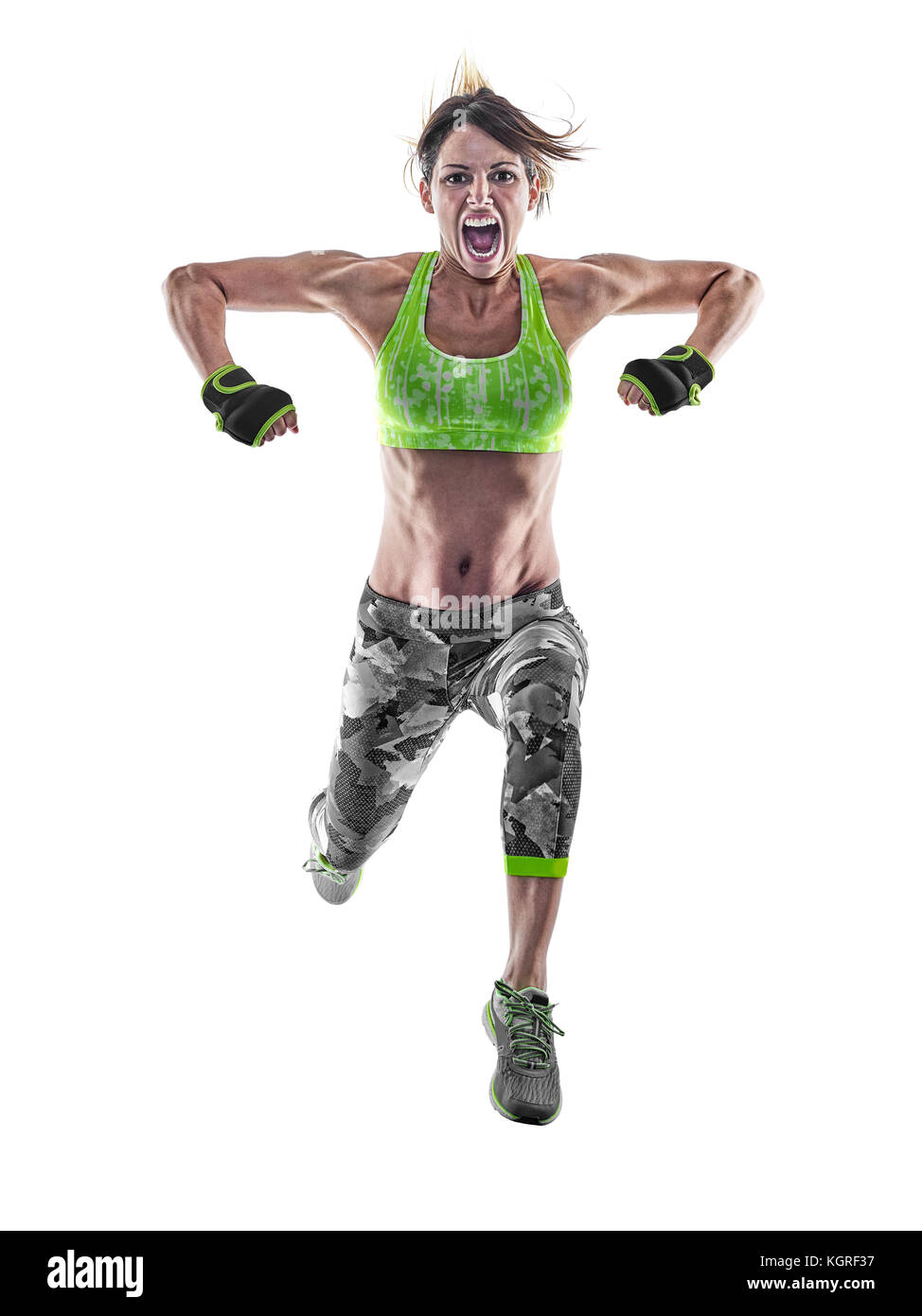 one caucasian woman exercising fitness boxing pilates piloxing ...