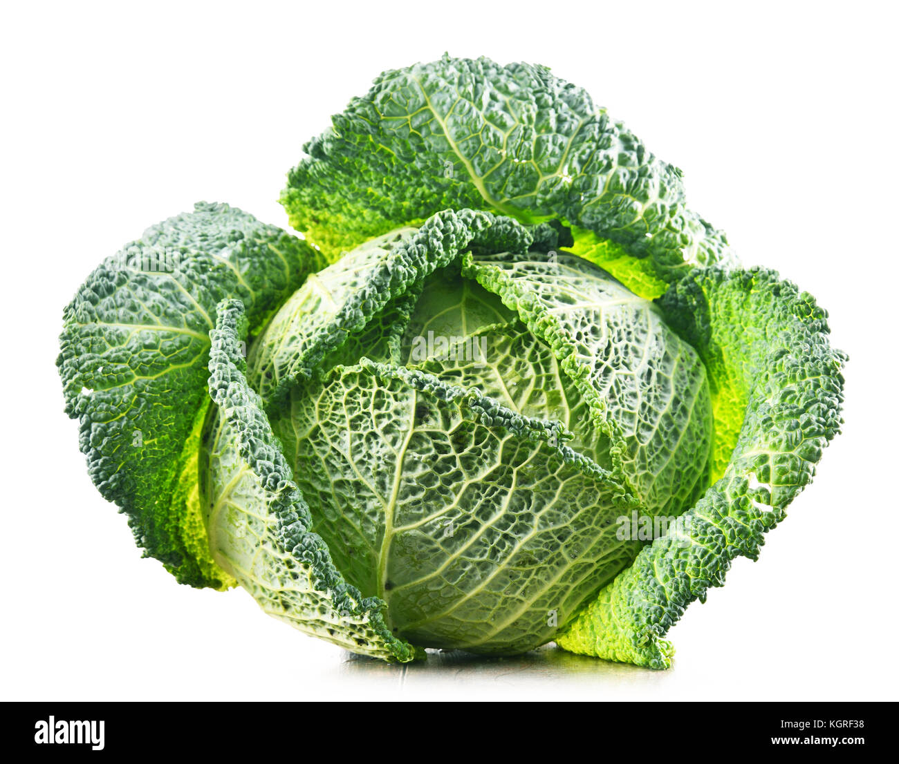 Fresh organic cabbage head isolated on white background Stock Photo - Alamy