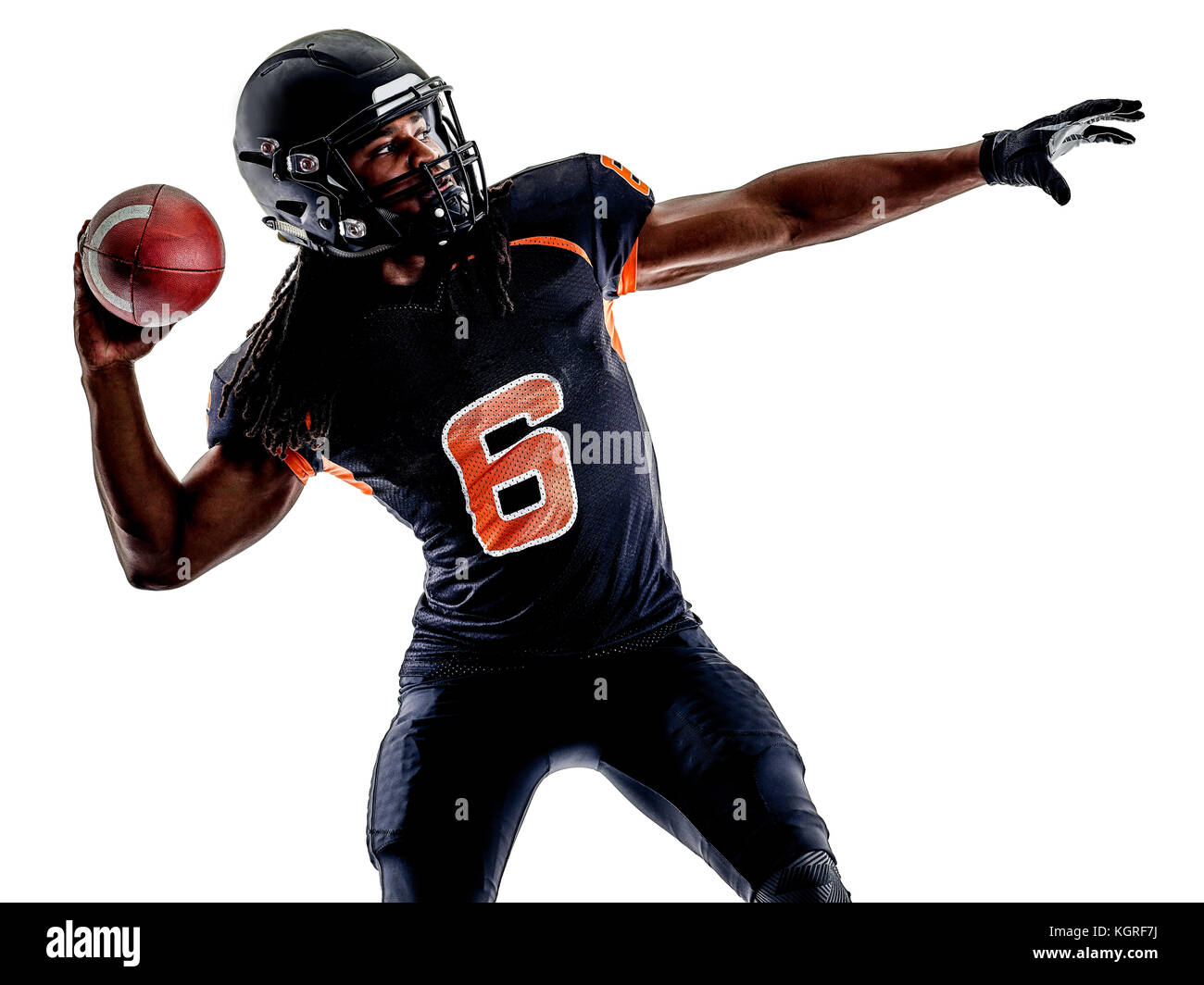 one american football player man isolated on white background Stock ...