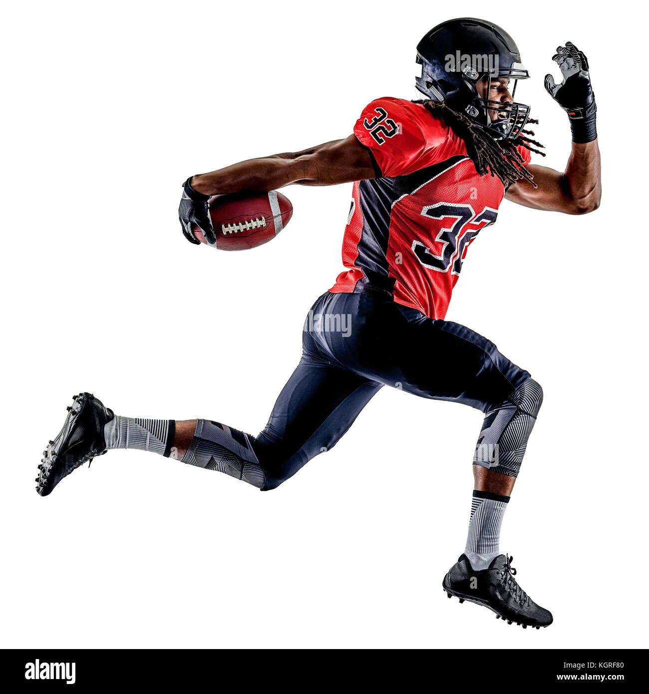 one american football player man isolated on white background Stock ...