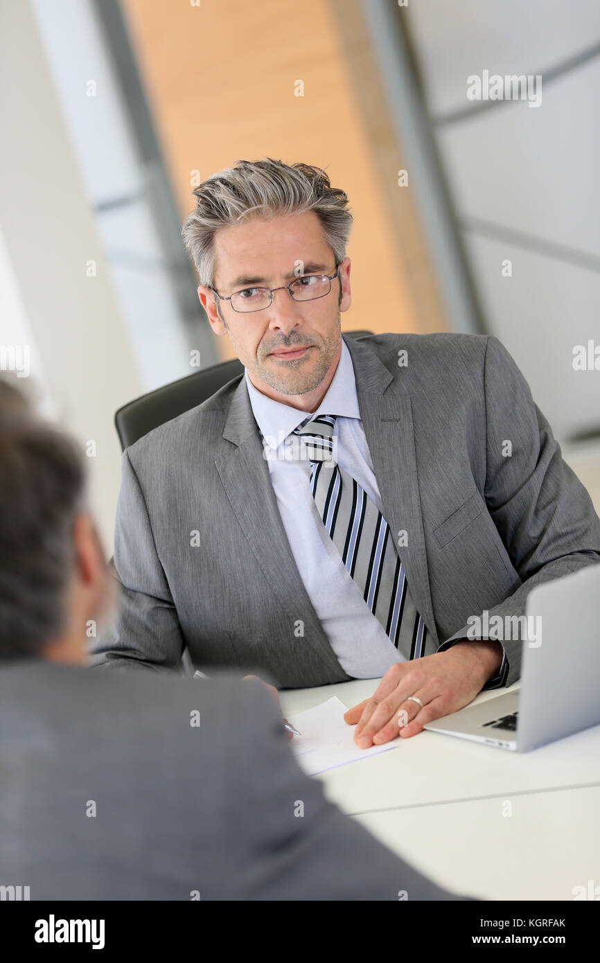 Old man job interview hi-res stock photography and images - Alamy
