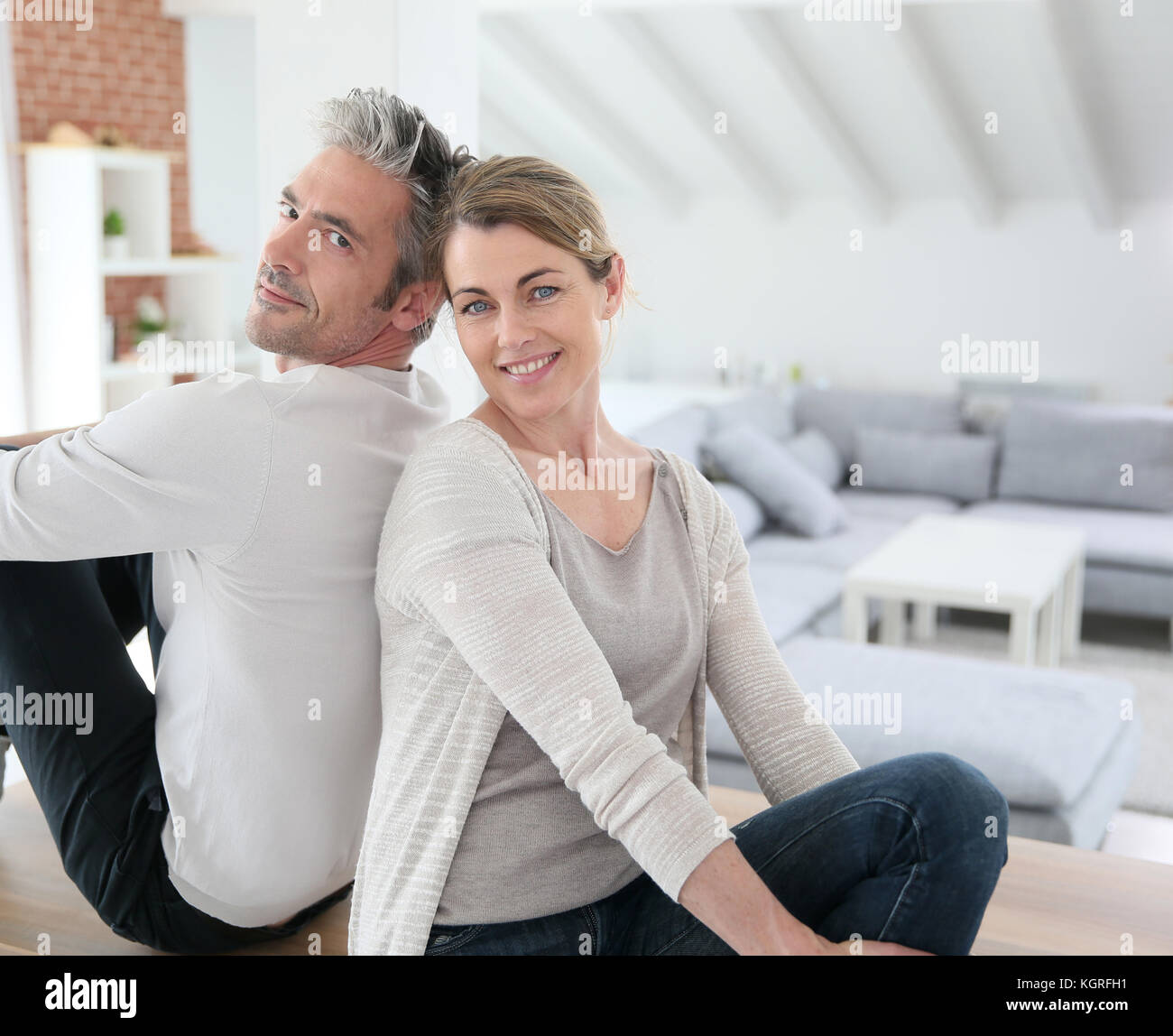 Recently moved together couple in new home Stock Photo - Alamy