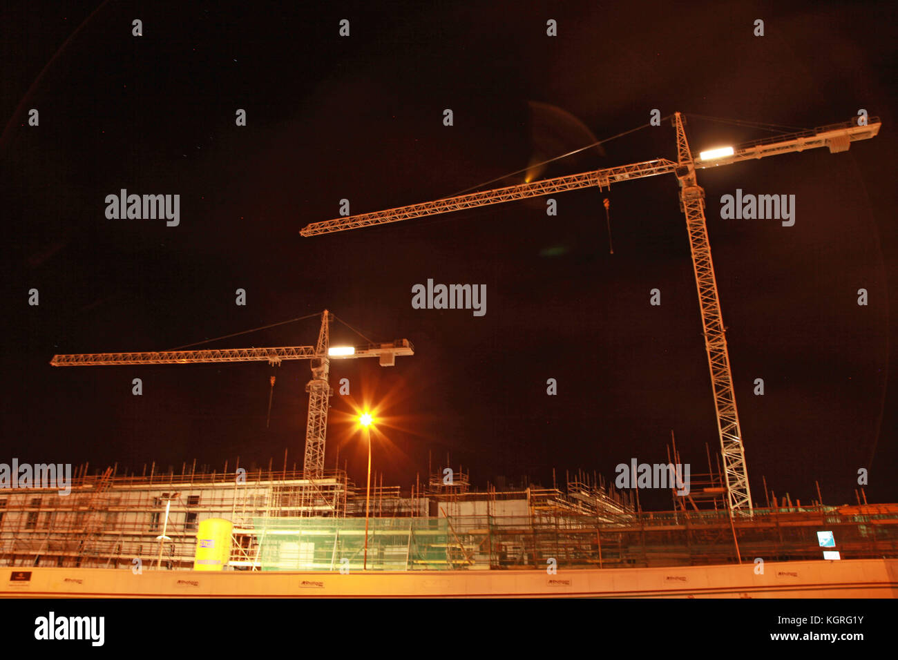 Construction site at night Stock Photo - Alamy