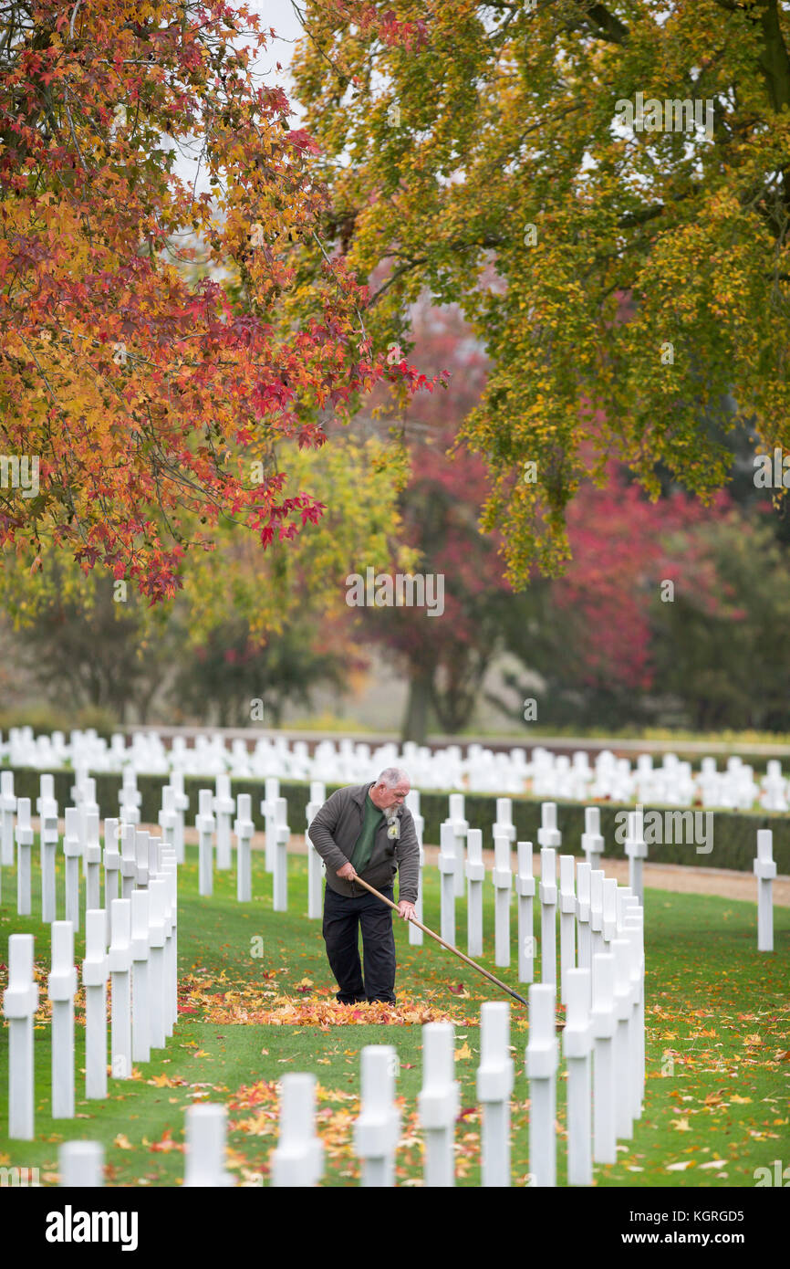 Gardener Mick Howard cleaning one of the 3,811 headstones at the ...