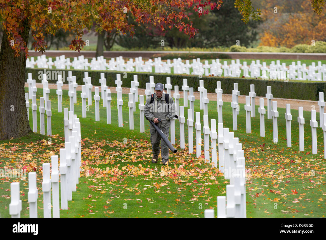 Gardener Mick Howard cleaning one of the 3,811 headstones at the ...