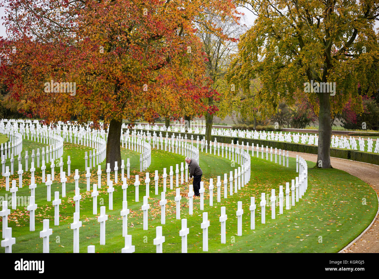 Gardener Mick Howard cleaning one of the 3,811 headstones at the ...
