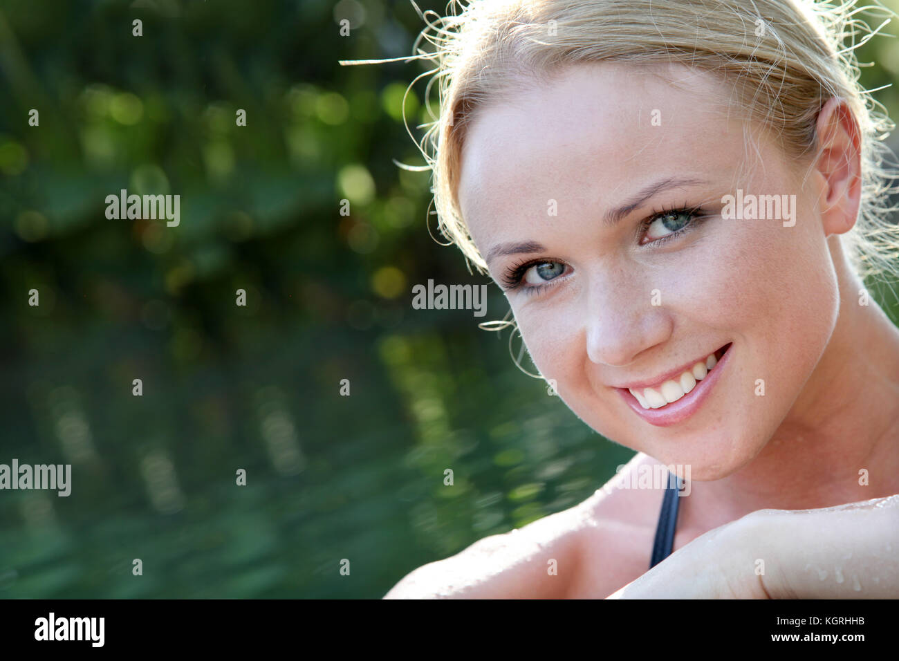 Portrait of beautiful woman in water Stock Photo - Alamy
