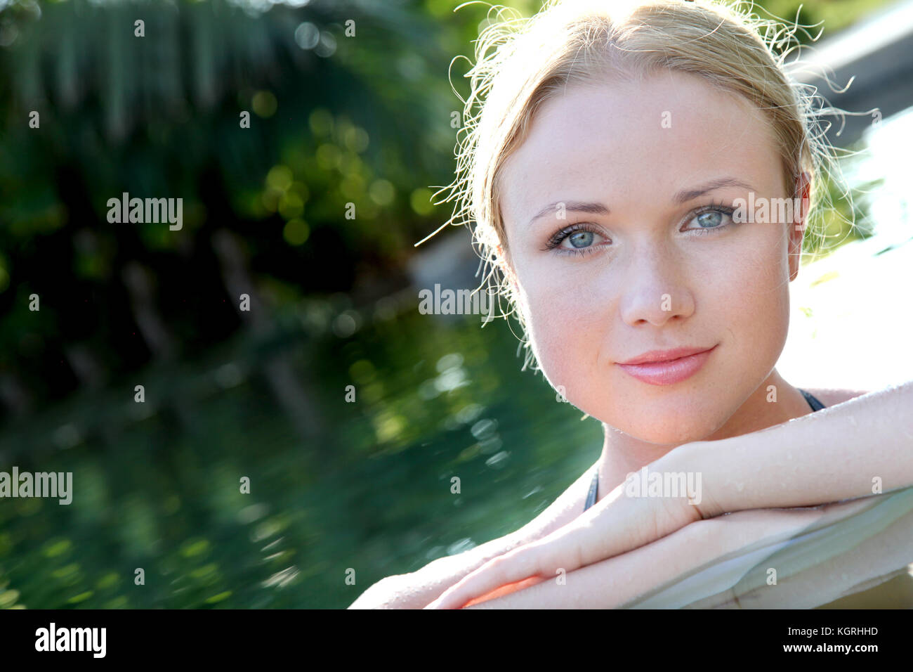 Portrait of beautiful woman in water Stock Photo - Alamy