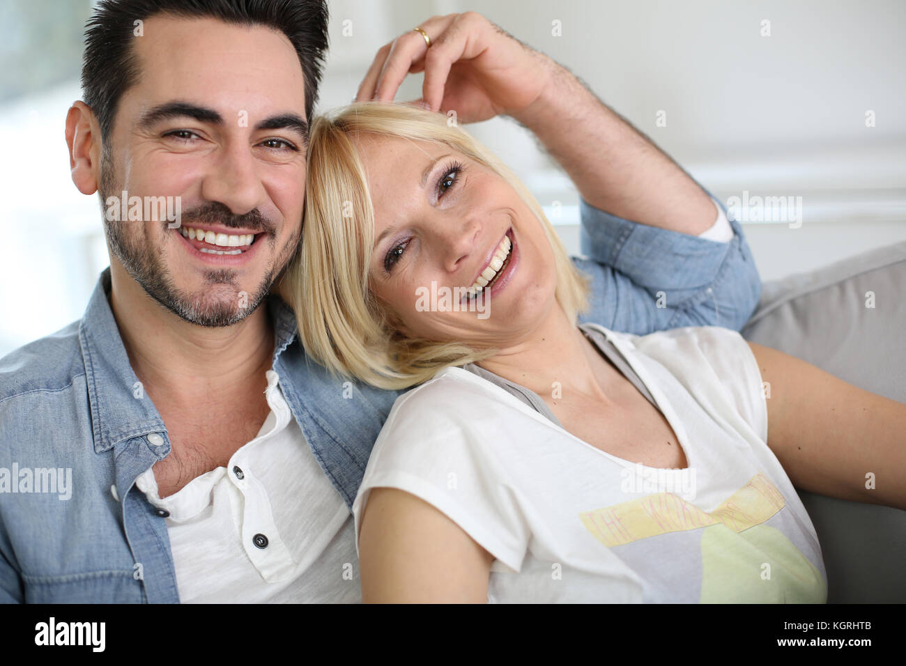 Cheerful couple having fun together Stock Photo - Alamy