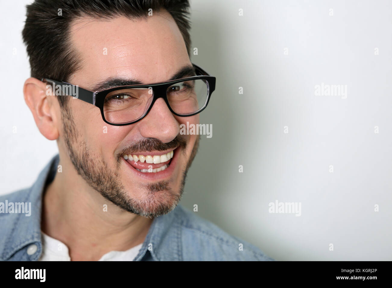 Portrait of smart guy with eyeglasses on Stock Photo - Alamy