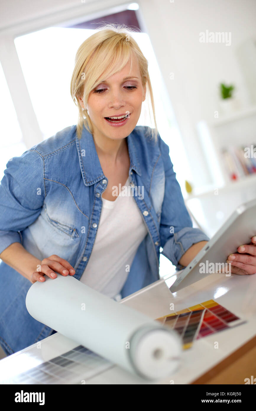 Interior designer working on project Stock Photo - Alamy