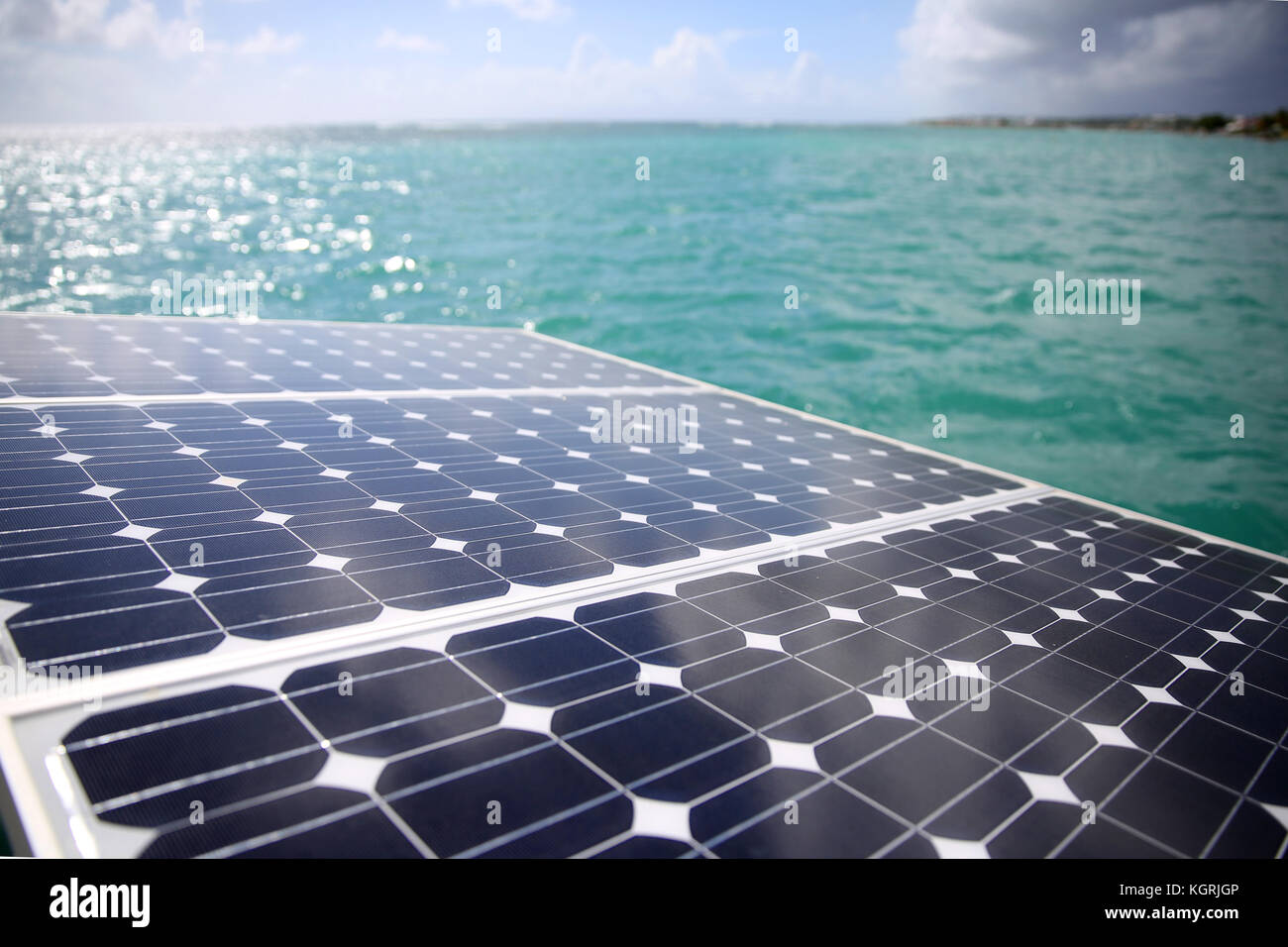 Closeup of solar panels set in a sailboat Stock Photo - Alamy