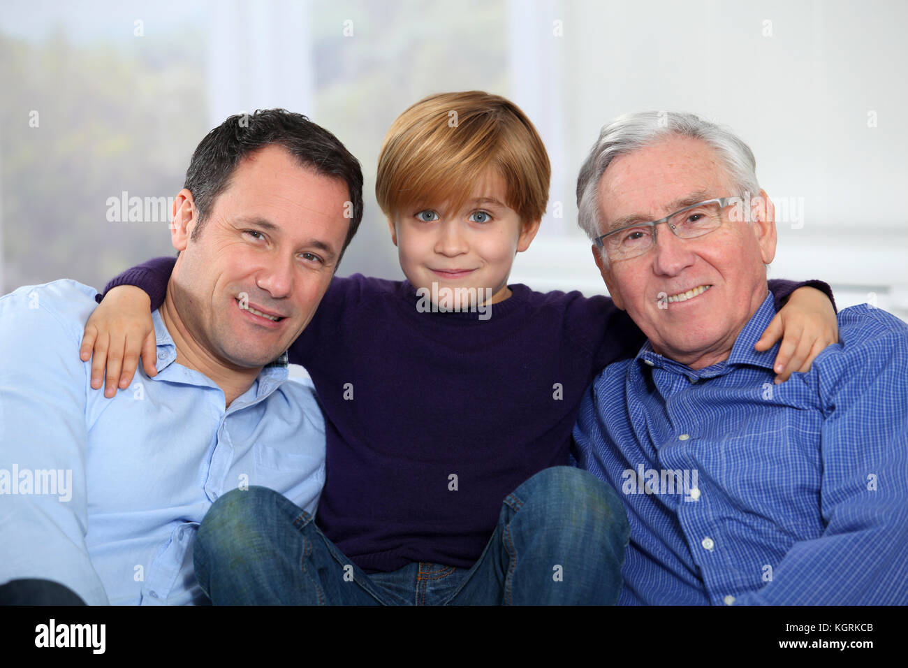 Three-generation family portrait Stock Photo - Alamy