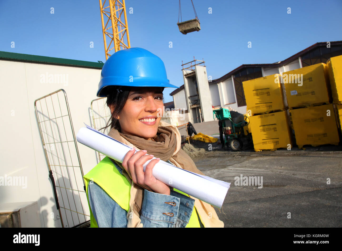 Portrait of smiling architect on building site Stock Photo - Alamy