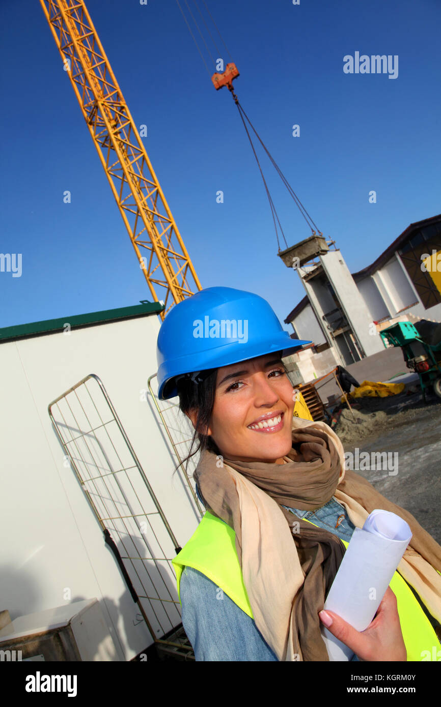 Portrait of smiling architect on building site Stock Photo - Alamy