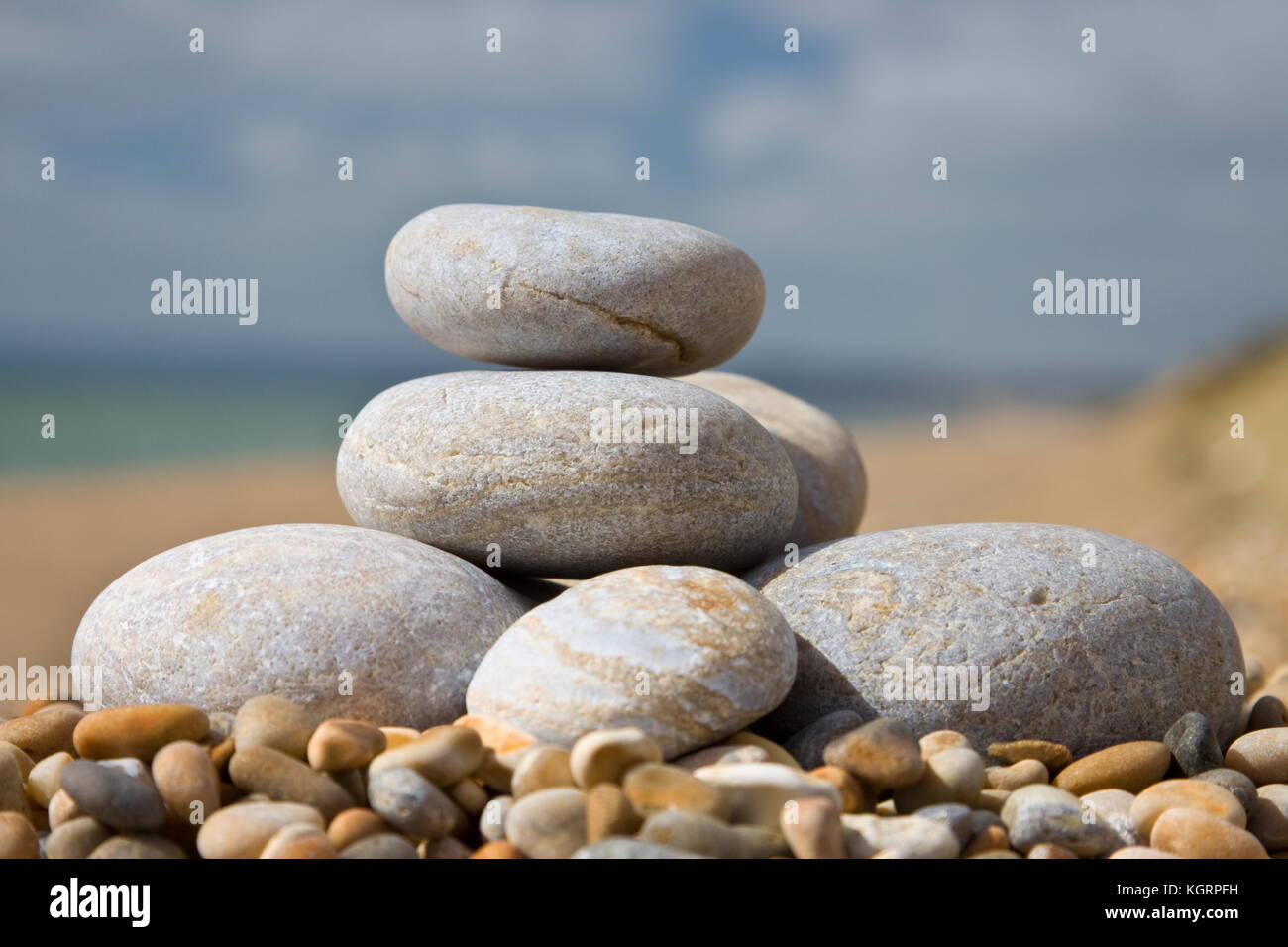 Pebble stack on a beach Stock Photo - Alamy