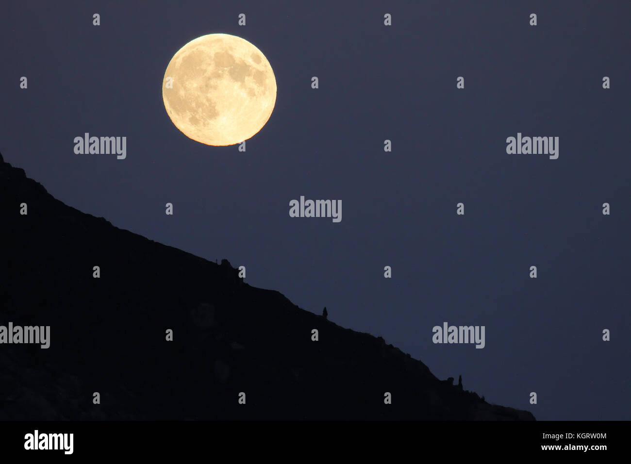 September 2014 supermoon in the north of Spain Stock Photo - Alamy