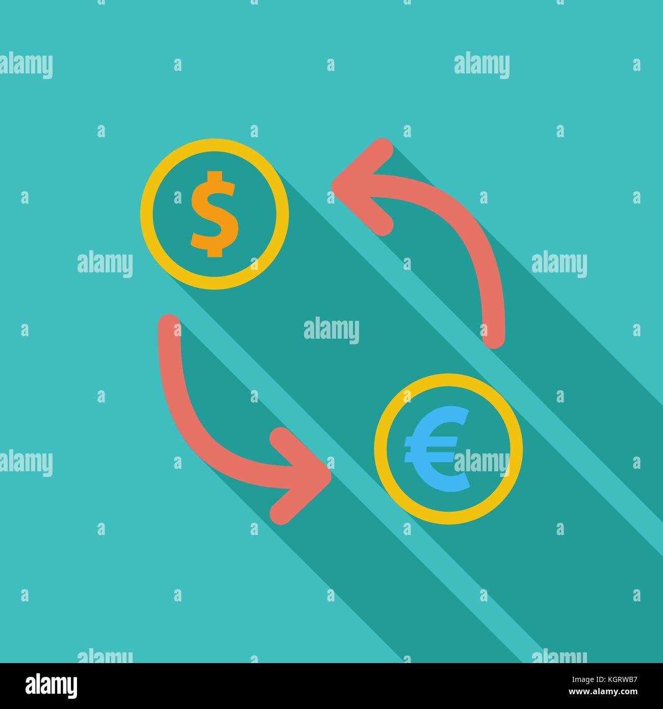 Currency exchange icon. Flat vector related icon with long shadow for ...