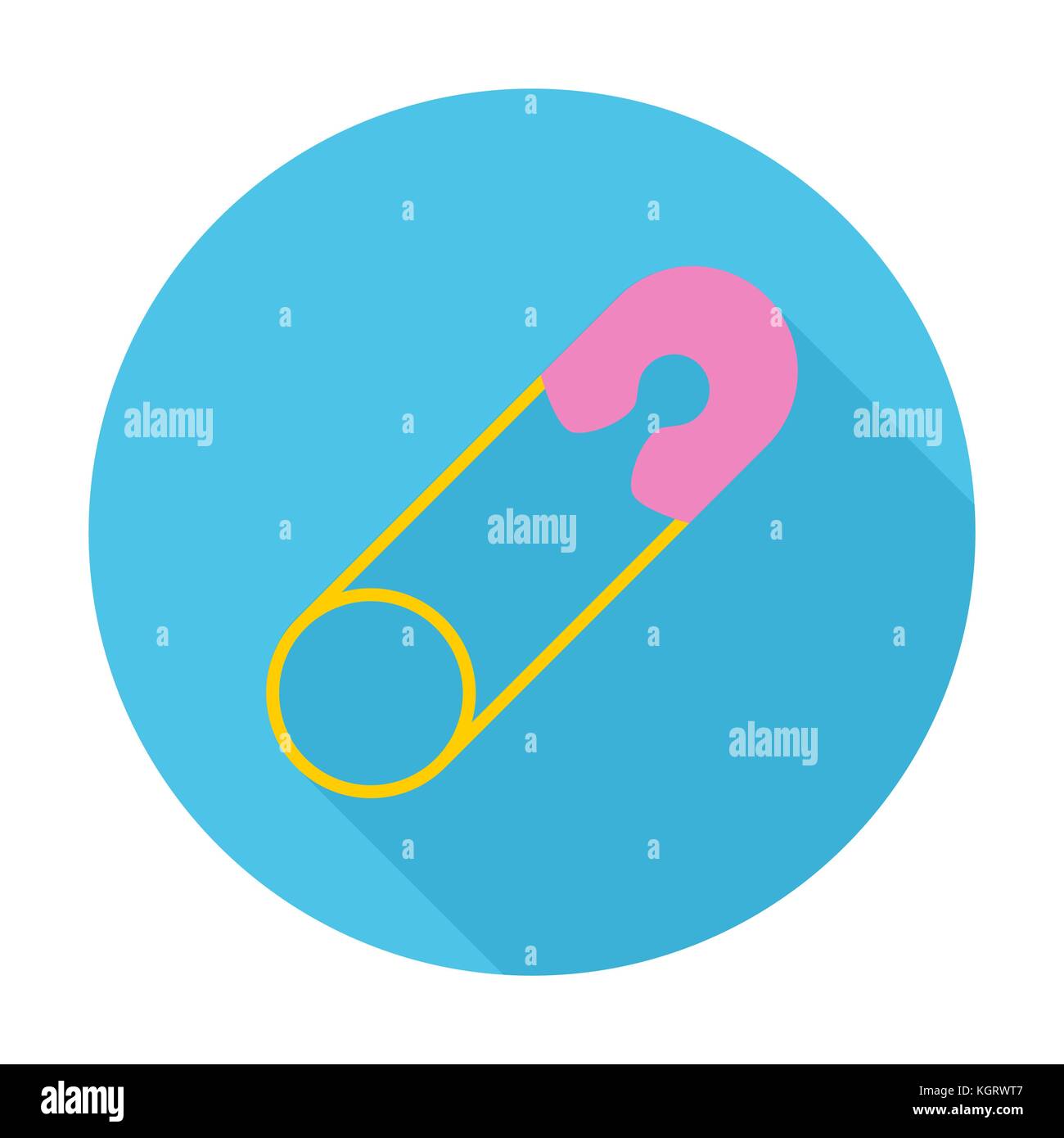Safety pin icon. Flat vector related icon with long shadow for web and ...