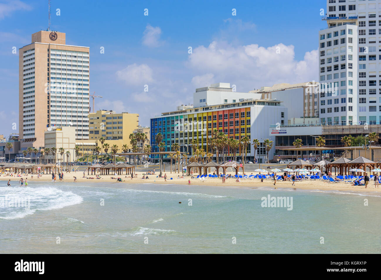 Beachgoers at Frishman Beach - april 7th 2017, Tel Aviv-Yafo, Israel ...