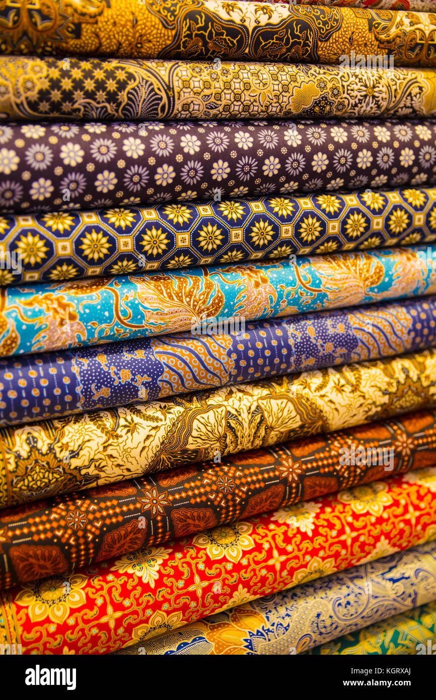 Stacked Fabric Displayed In Shop Stock Photo - Alamy