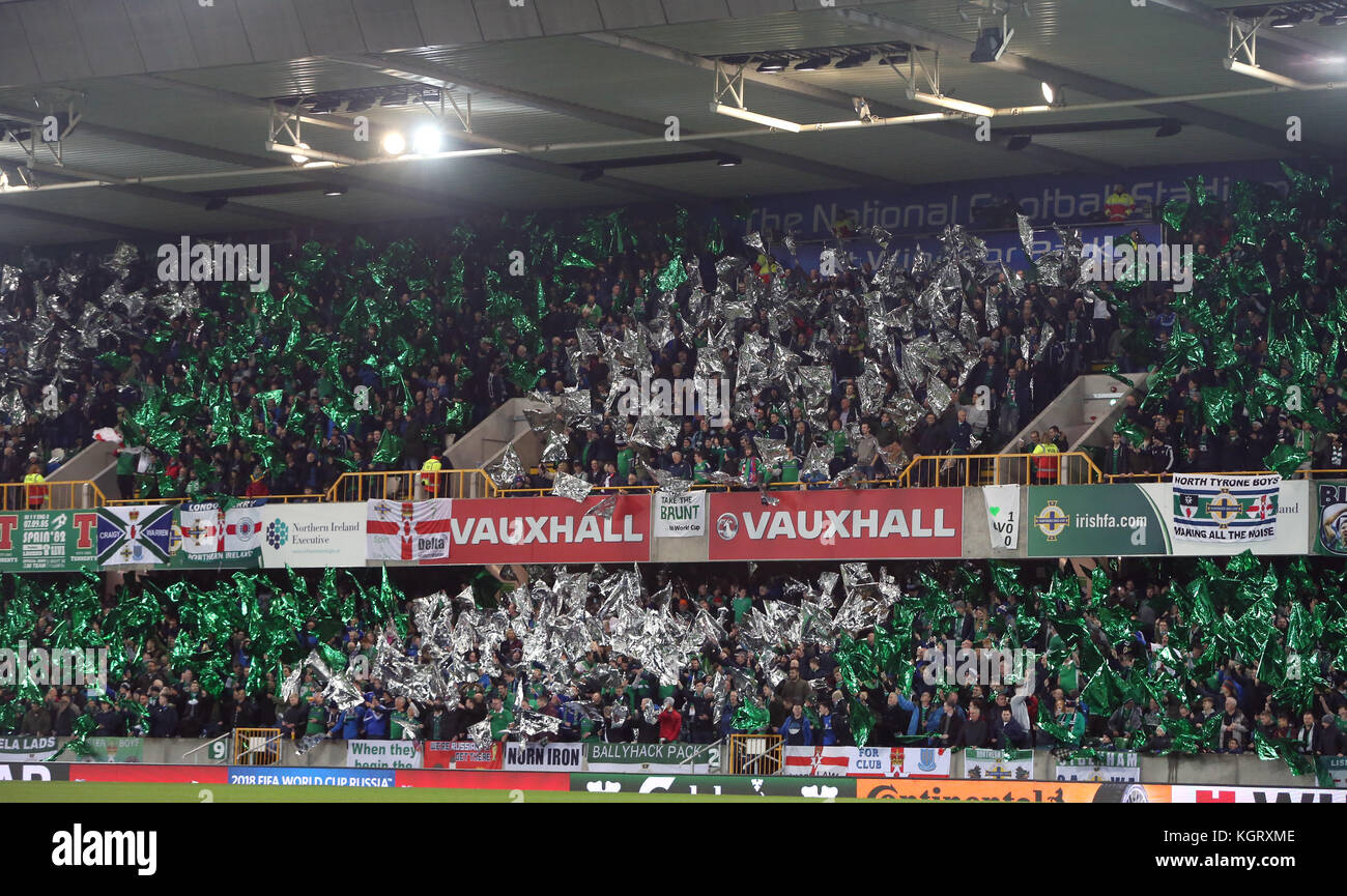 Northern ireland fans wave flags hi-res stock photography and images ...