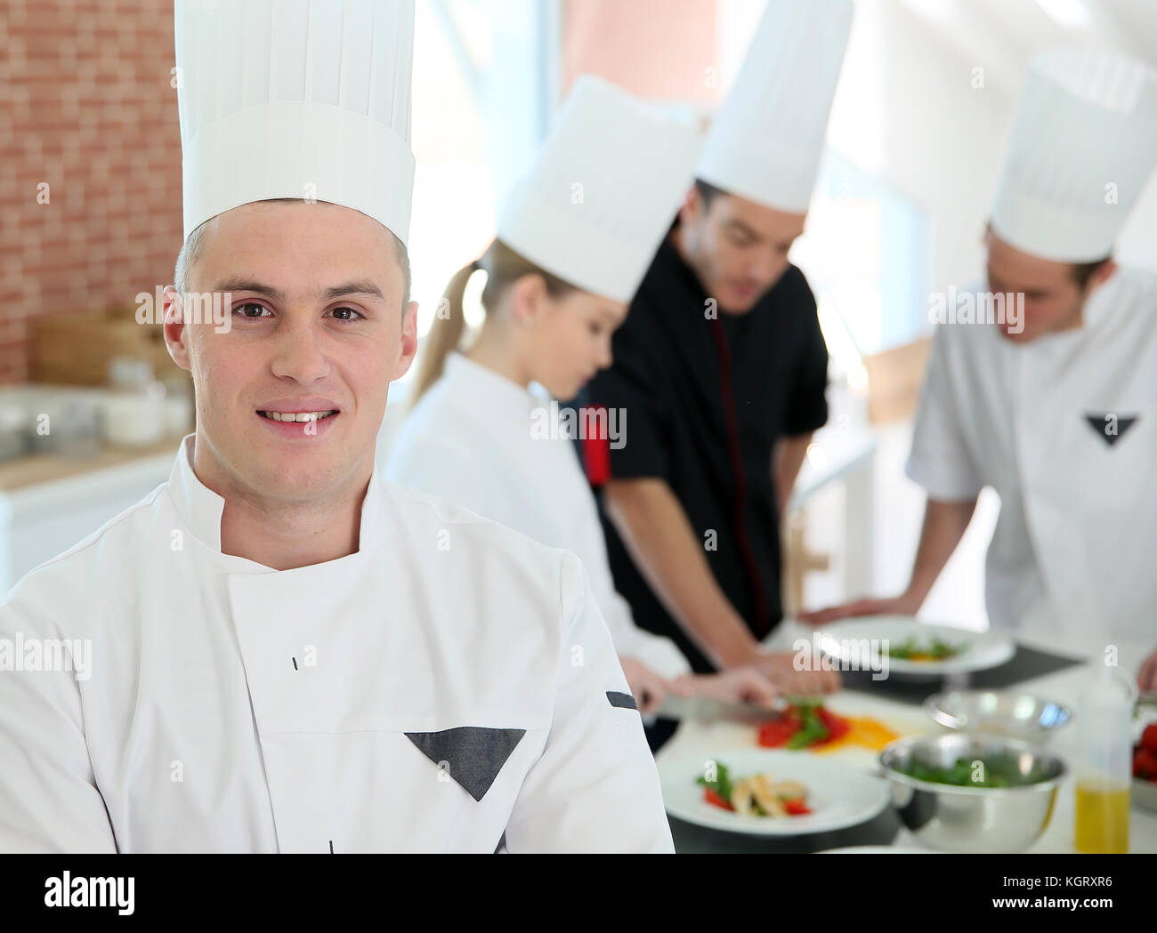Closeup of student in catering school Stock Photo - Alamy