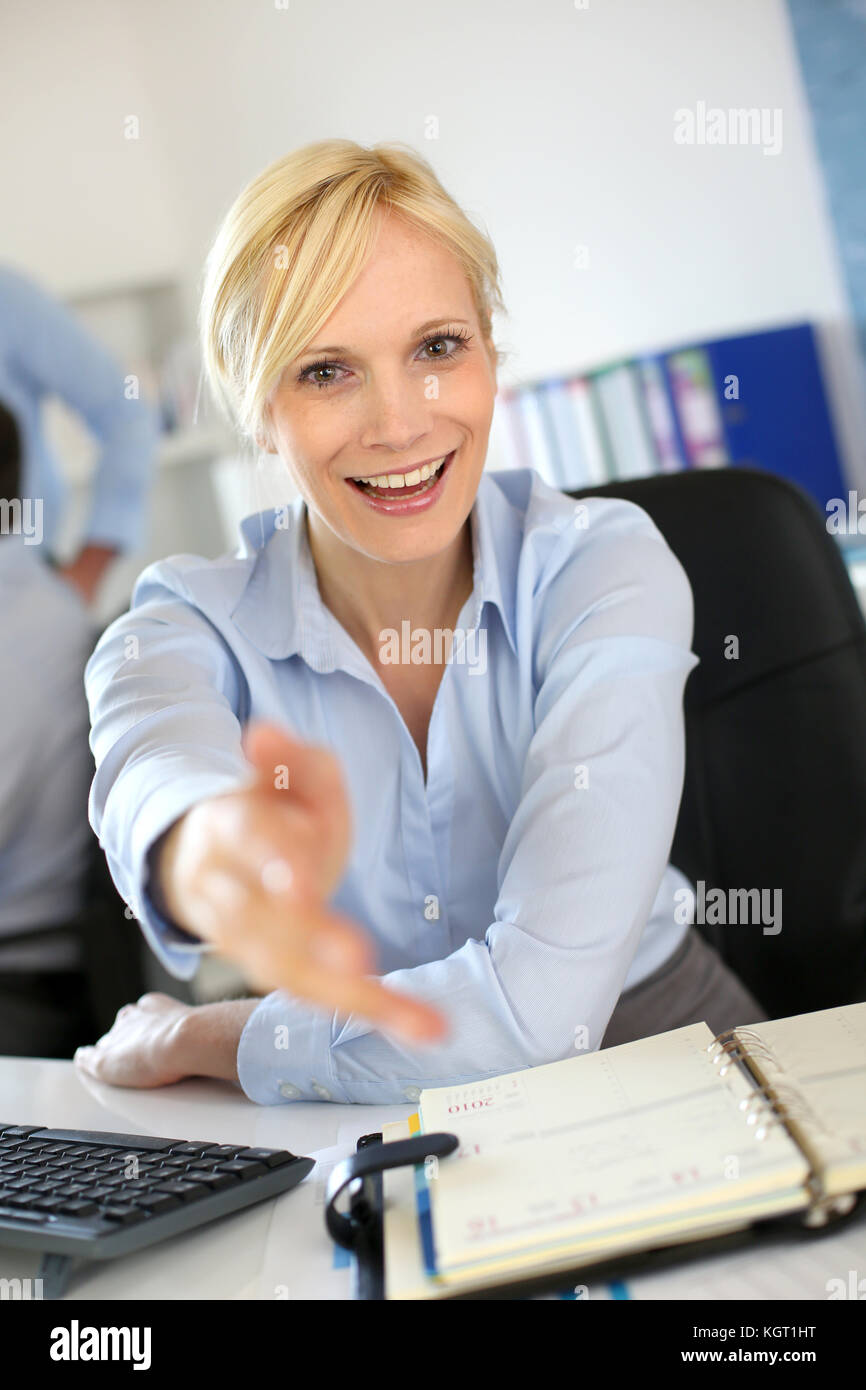 Woman interview handshake hi-res stock photography and images - Alamy